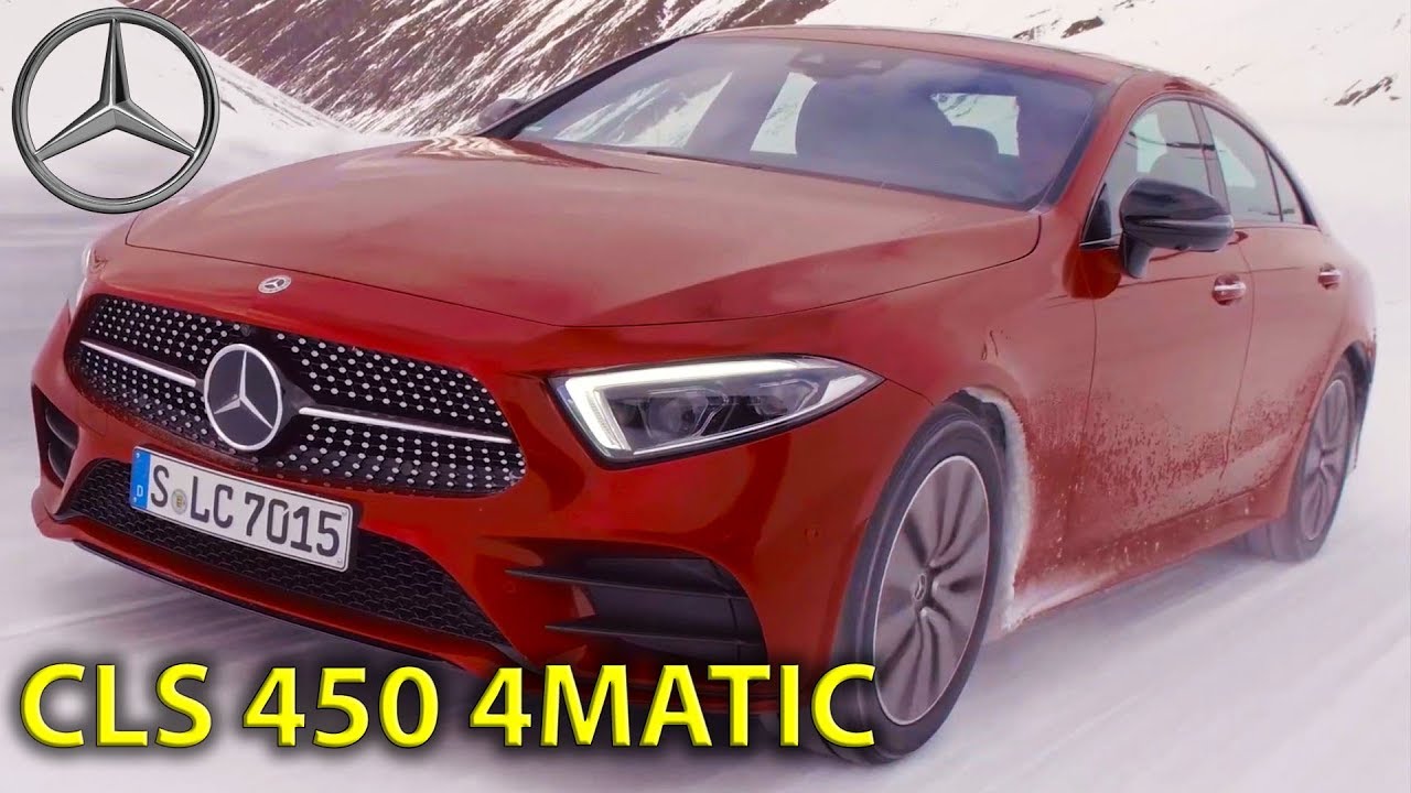 Mercedes-Benz CLS 450 4MATIC Hyacinth Red, Drive in Snow - YouTube