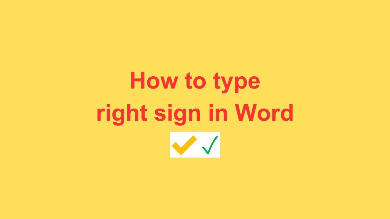 How to type right sign in Word - YouTube