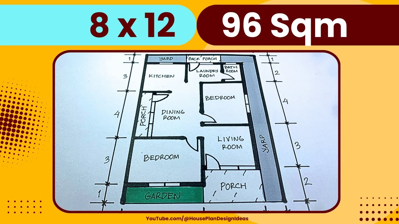 8x12 House Plan Design 96 square meter 2 Bedroom - YouTube
