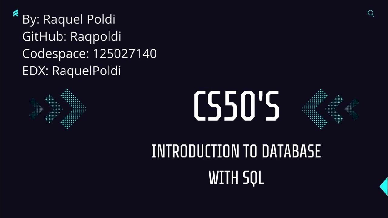 CS50's Introduction to Database with SQL Final Project - YouTube