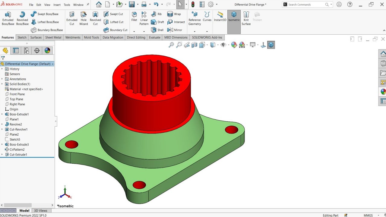 Differential Drive Flange in Solidwork cadsoftwaretutorial - YouTube