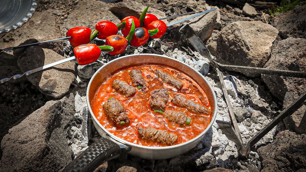 Cooking Meat Roulette in Meymand Village | Outdoor Cook Duo - YouTube