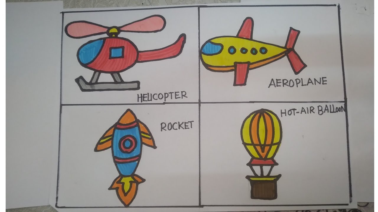 How to draw Air Transport/Easy drawing/Step by step for kids - YouTube