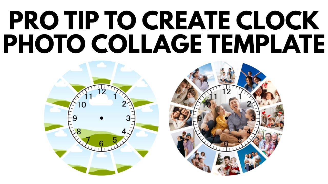 PRO Technique to Create a Clock Photo Collage Template Canva Photopea ...