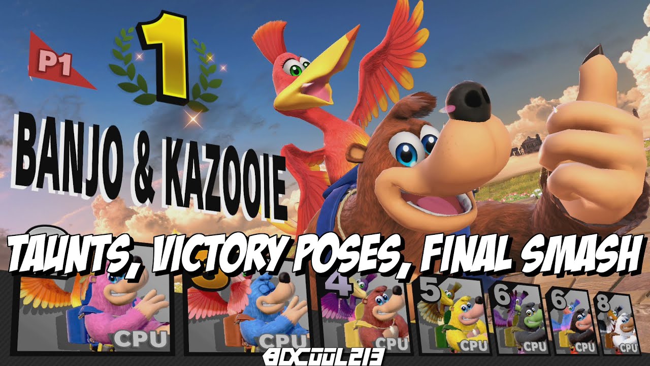 Banjo & Kazooie - All Taunts, Final Smash & Victory Poses | Super Smash ...