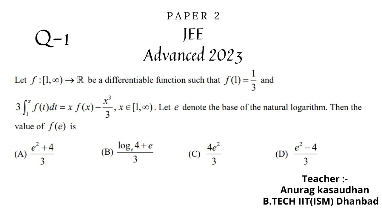 JEE Advanced 2023 Math Paper 2 (Q 1) solution | IIT JEE Maths | # ...