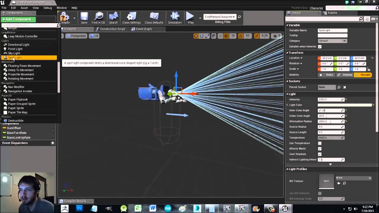 UE4 - Realistic Flashlight w/rings Tutorial - YouTube