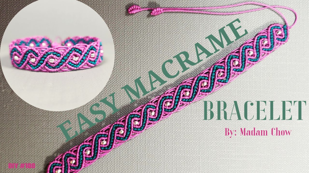 Macrame Tutorial / How To Make: Two Color Wavy Bracelet With Beads ...