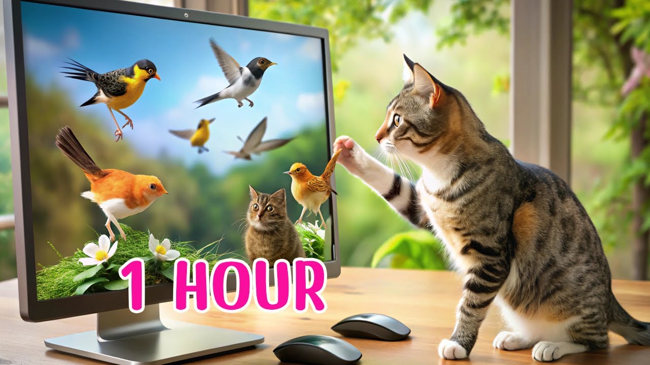 CAT GAMES l Interactive Cat Games: Birds and Mice on Screen 1HOUR ...