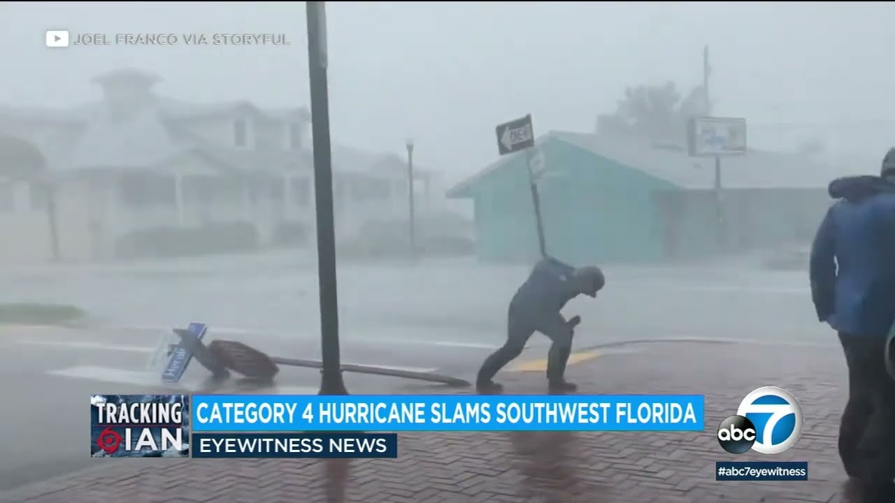 Weather Channel’s Jim Cantore hangs on as Hurricane Ian makes landfall ...