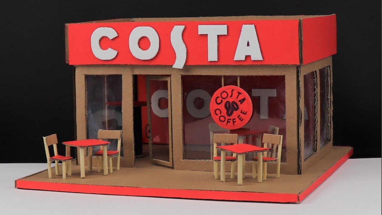 Diy | How To Make Costa Coffe Shop From Cardboard At Home - YouTube
