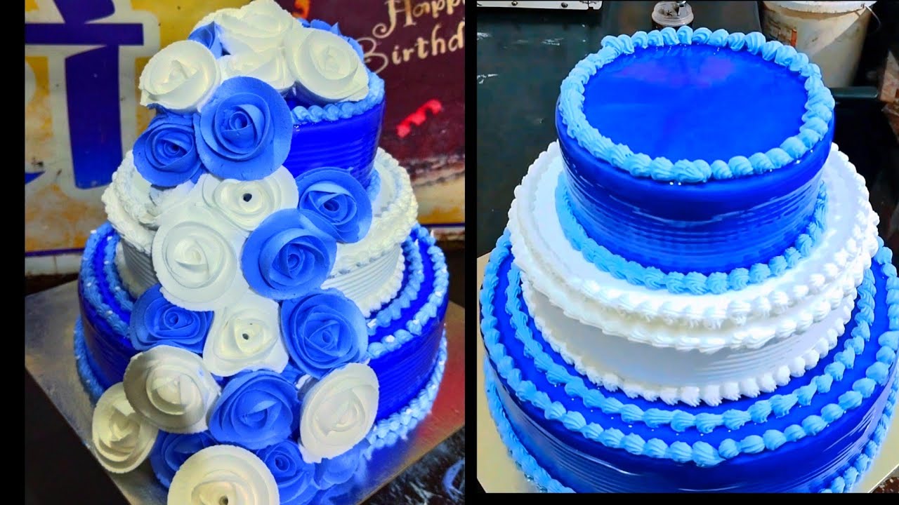 3 layer Step Cake Design | 3 Step Birthday Party Cake | Blueberry Cake ...