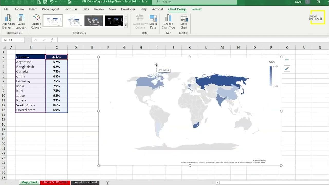 2D Map Chart in Excel | Microsoft Excel Tutorial - YouTube