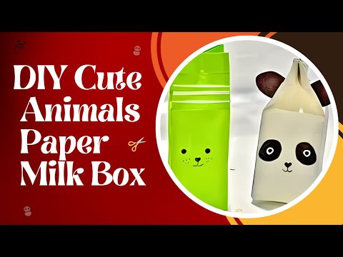 Origami paper milk box | DIY Cute animals Making Paper Milk Box | Gift ...