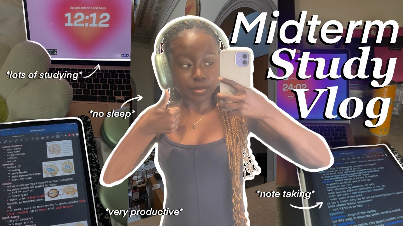 STUDY VLOG | busy midterm week | ipad notes, all nighters, and lots of ...