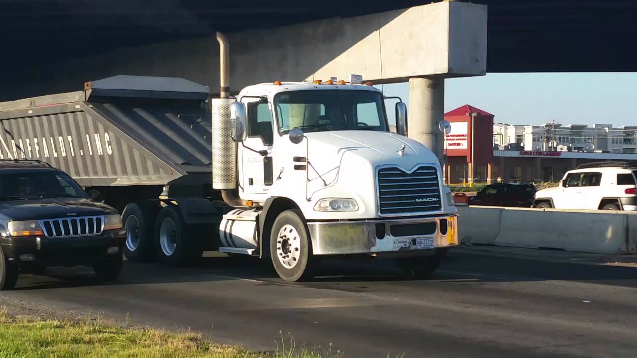 Mack CX613 Vision with bottom dump trailer - YouTube