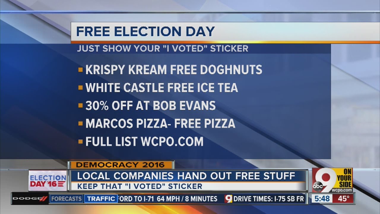 Local companies hand out free stuff for voting - YouTube