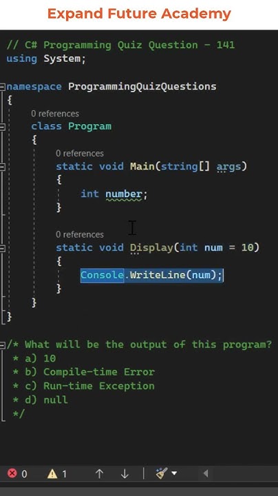 Programming Quiz Questions Q141 Expand Future Academy Shorts Csharp Dotnet Youtube