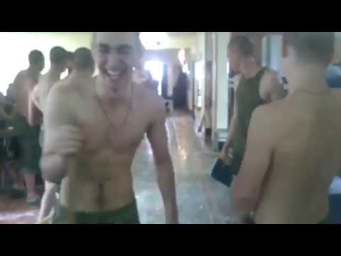 Russian army soldiers play in underwear