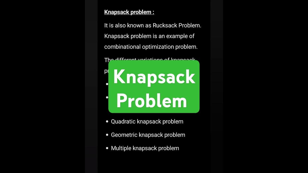 Knapsack problem #shorts #computerscience #study #python #tutorial #algorithm #cs #how #3d # ...