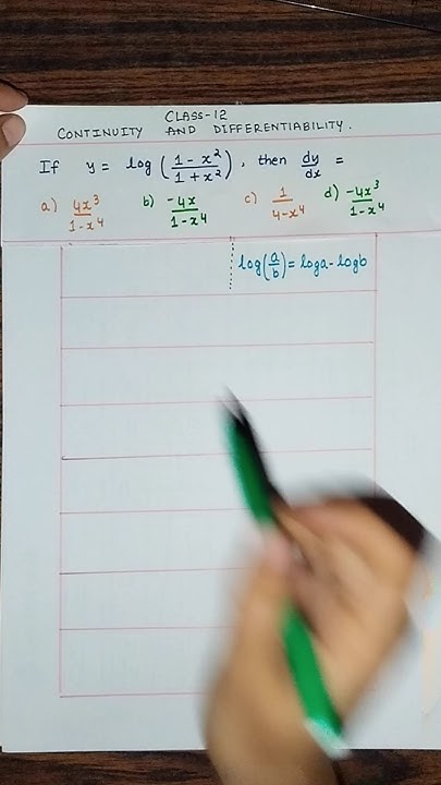 Class12 | maths | continuity and differentiability | video 2 | find dy/dx if y = log(1-x^2)/(1+x ...
