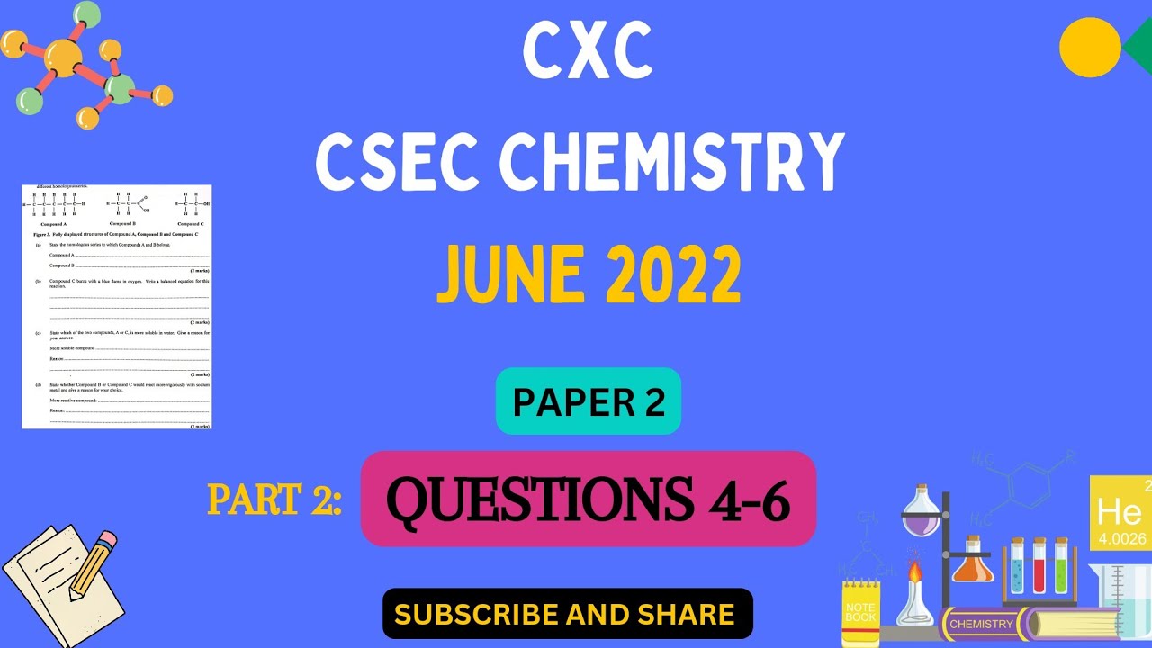 MUST WATCH #CSEC Chemistry June #2022 paper 2 #questions 4-6 #solutions ...