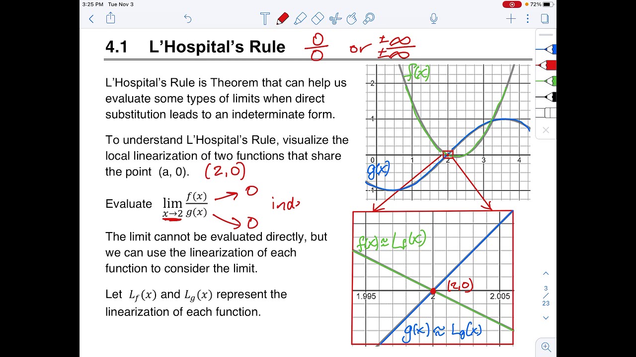 Calculus- 11/6/2020 - 4.1- L’Hospital’s rule - YouTube