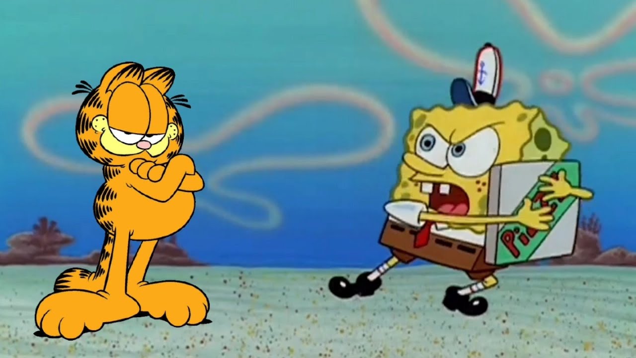 Garfield trying to get a pizza from Spongebob - YouTube