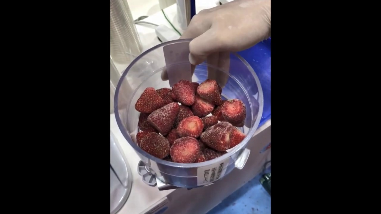 Shaving frozen strawberry! with NEW OPTION PART for HB320A! - YouTube
