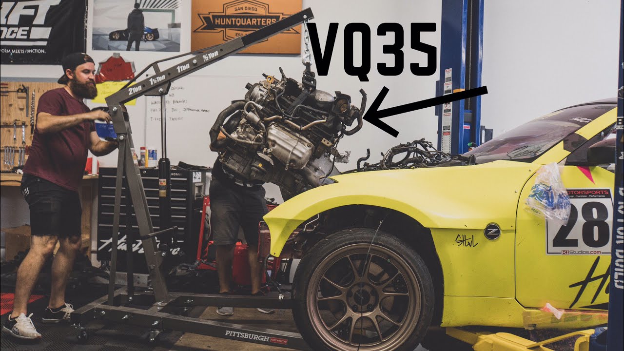 Pulling my VQ Motor | 2JZ 350z Build - YouTube