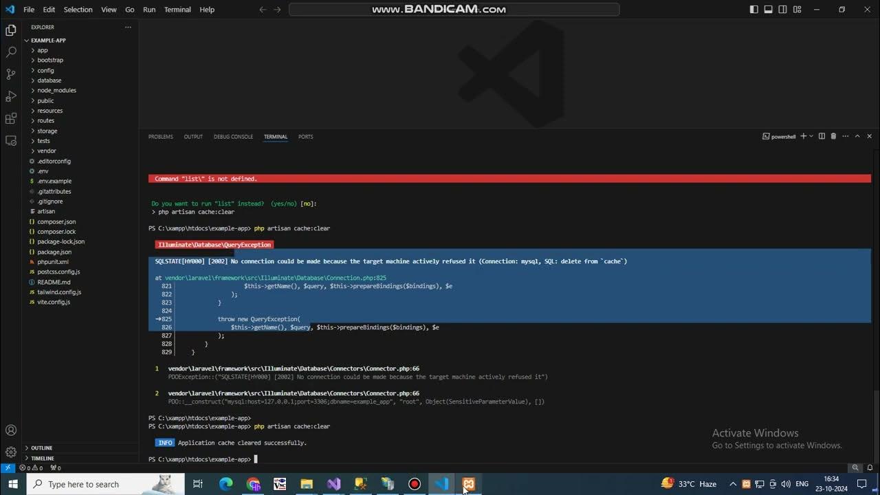php laravel artisan commond || SQLSTATE[HY000] [2002] No connection could be made because ...
