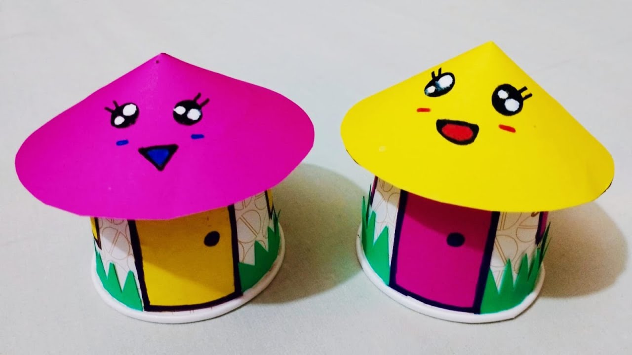 DIY | How to Make Paper Cup House | Origami Cup House Making | Simple ...