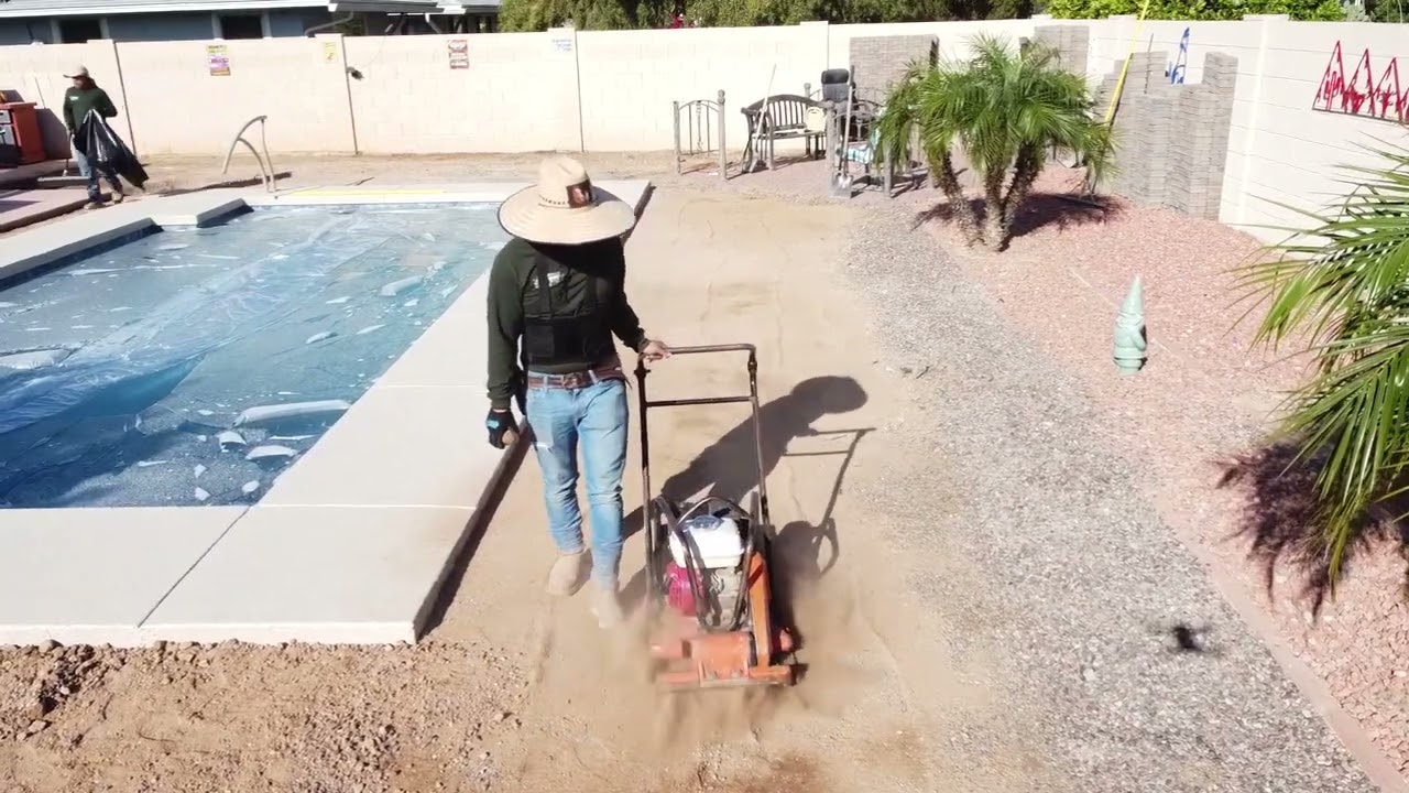 Pavers and Artificial Turf around Swimming Pool - YouTube
