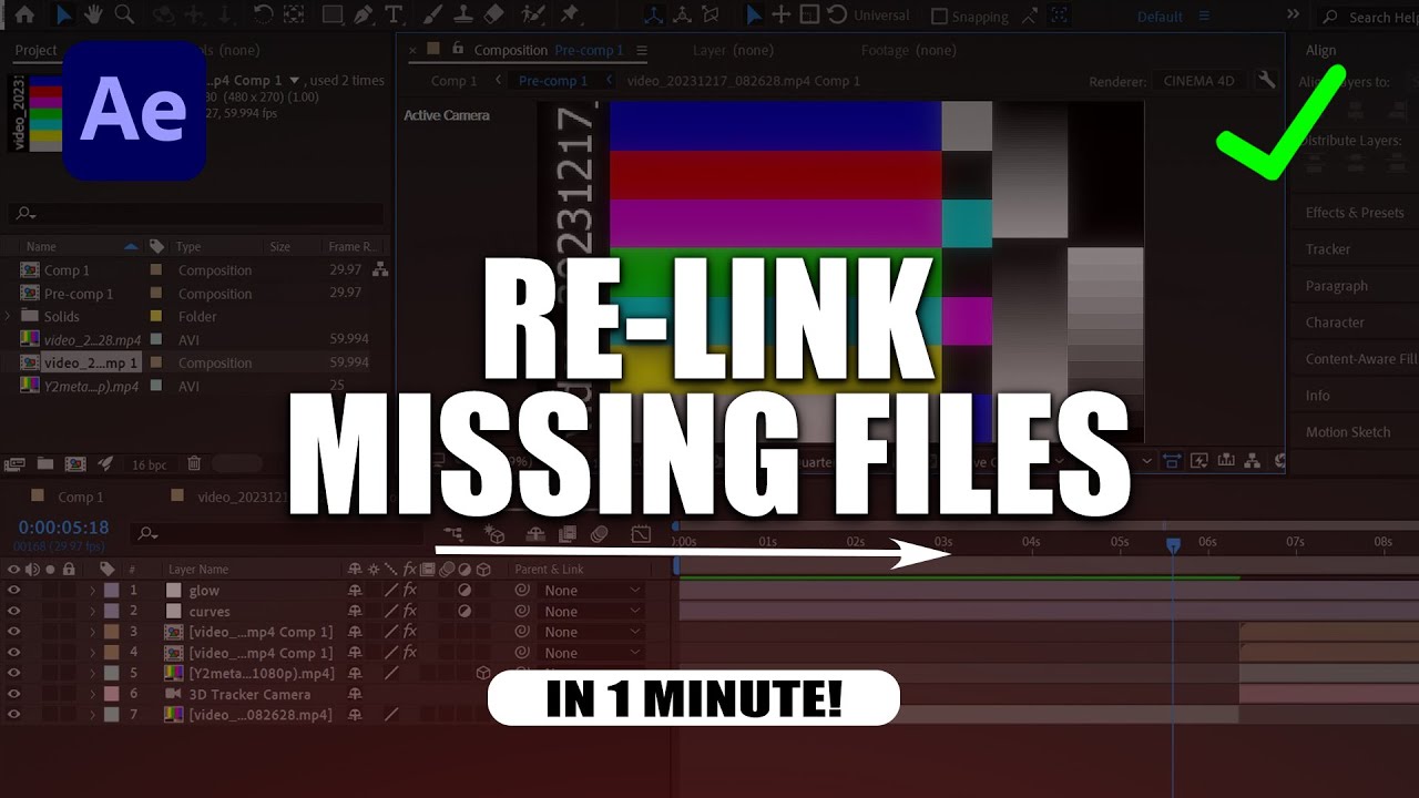 How to Re-Link Missing files in AFTER EFFECT - YouTube