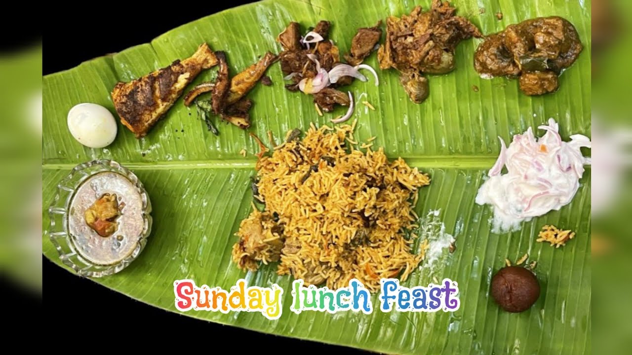 Sunday lunch feast /vaazha illai virunthu/non veg meals /kari virunthu ...