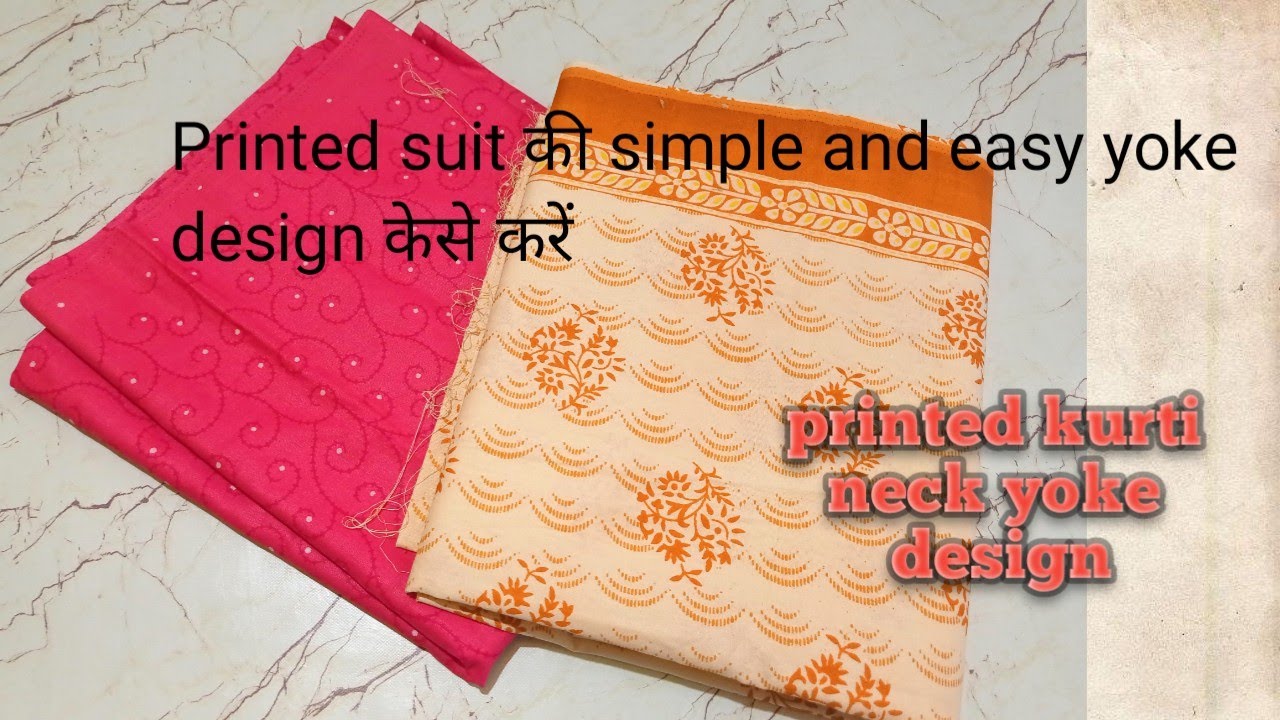 printed kurti कि neck design cutting and stitching/ How to design kurti ...