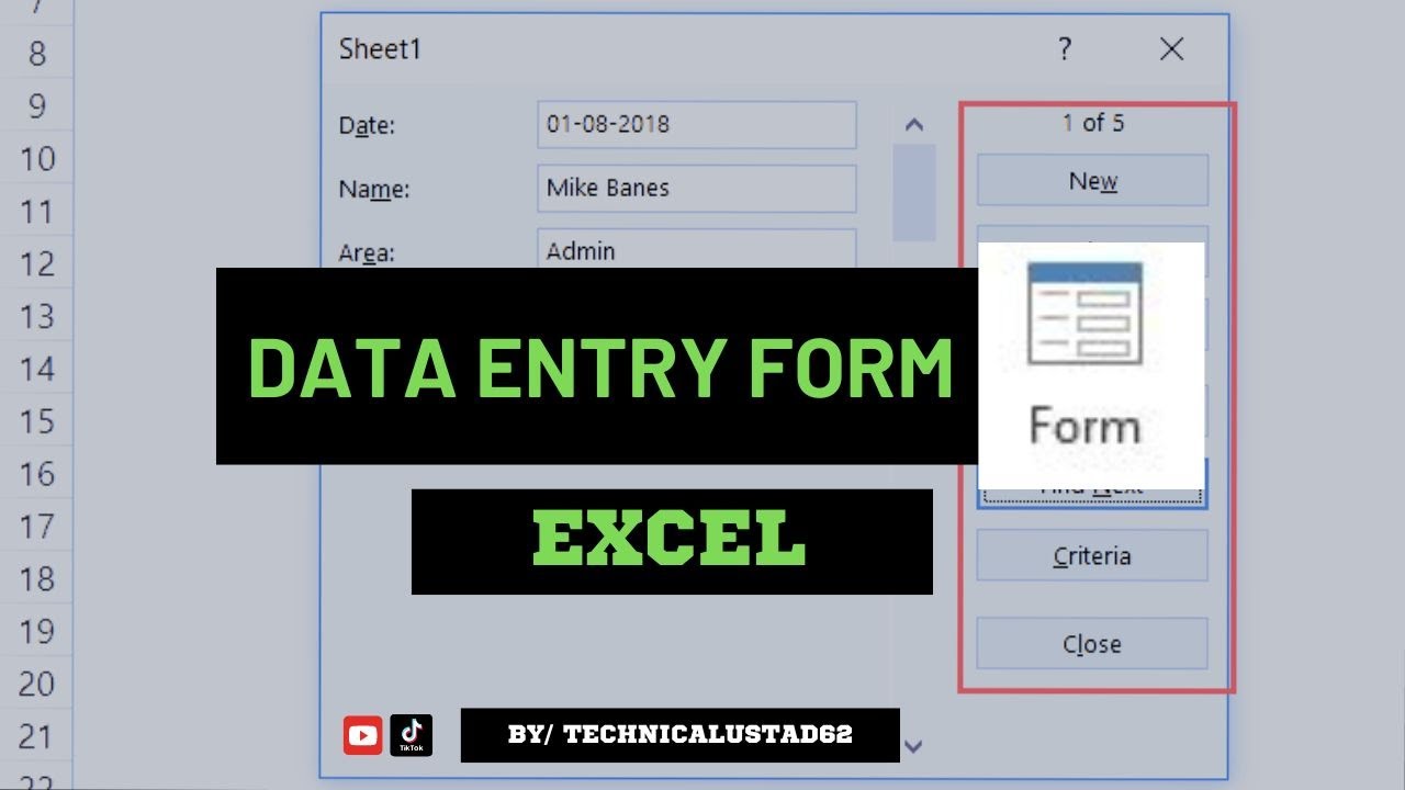 Excel Dataentry Via Form Technical Ustad Youtube
