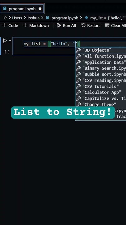 List To String Conversion In Python Shorts Programming Coding Pythontricks Code Python