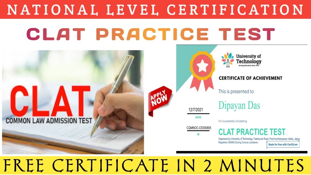 CLAT Practice Test With Certificate | CLAT Exam Quiz | Attempting Mock ...