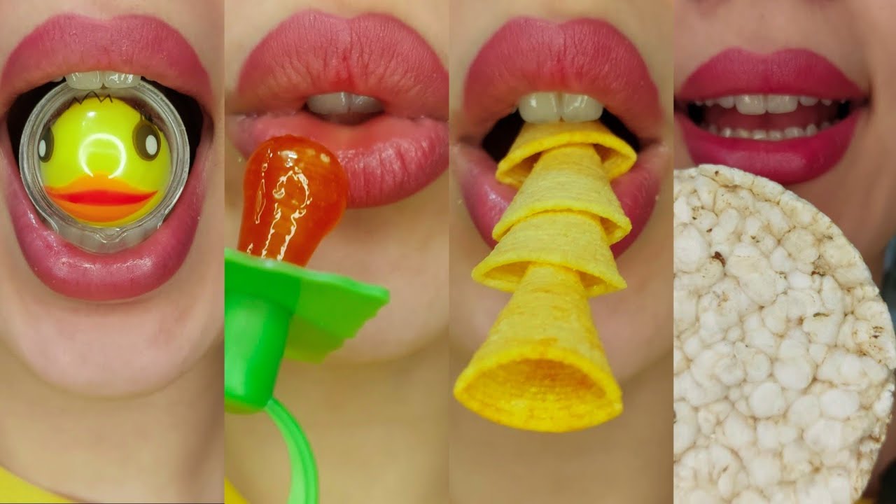Asmr eating emoji challenge food/lip stick,pacifier،noodle - YouTube
