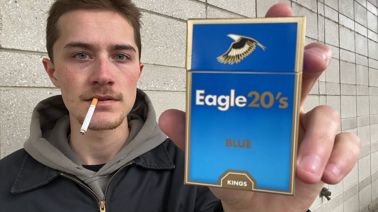 Smoking an Eagle 20's Blue Cigarette - Review - YouTube