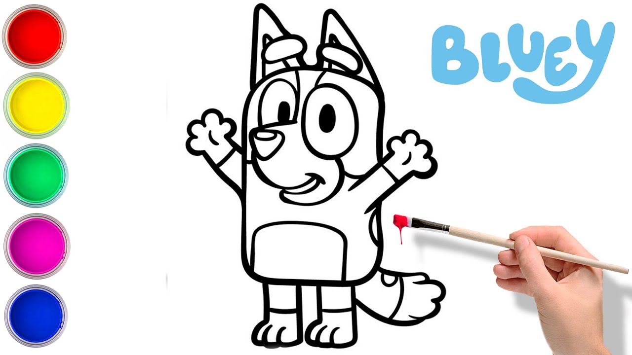 Step-by-Step Tutorial: Drawing and Coloring Bluey - YouTube