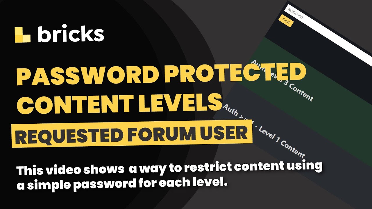 Bricks Builder: Restrict content based on Password Levels - YouTube