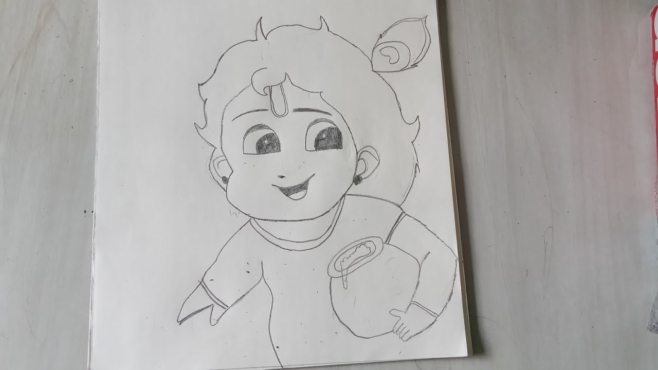 How to draw Kanha ji drawing easy step by step - YouTube