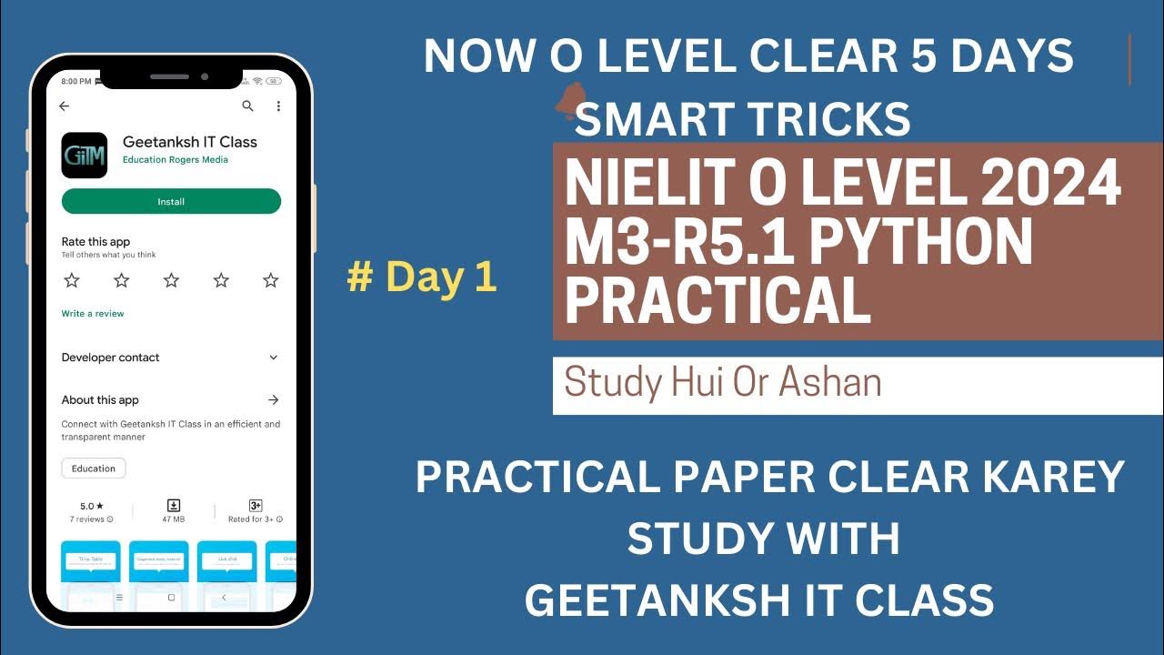 Nielit O Level Practical Python Paper 2024 : M3 R5 Practical Questions ...