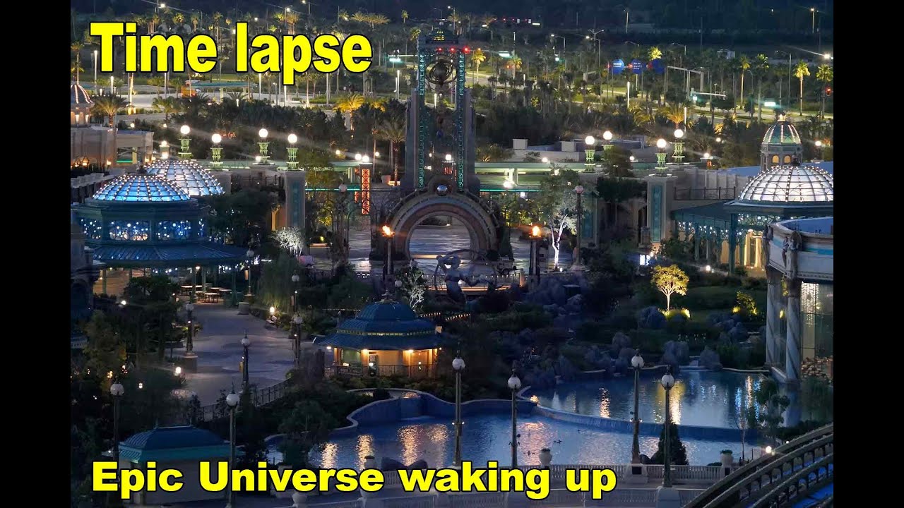 Time lapse of Epic Universe from maintenance to guests entering - YouTube