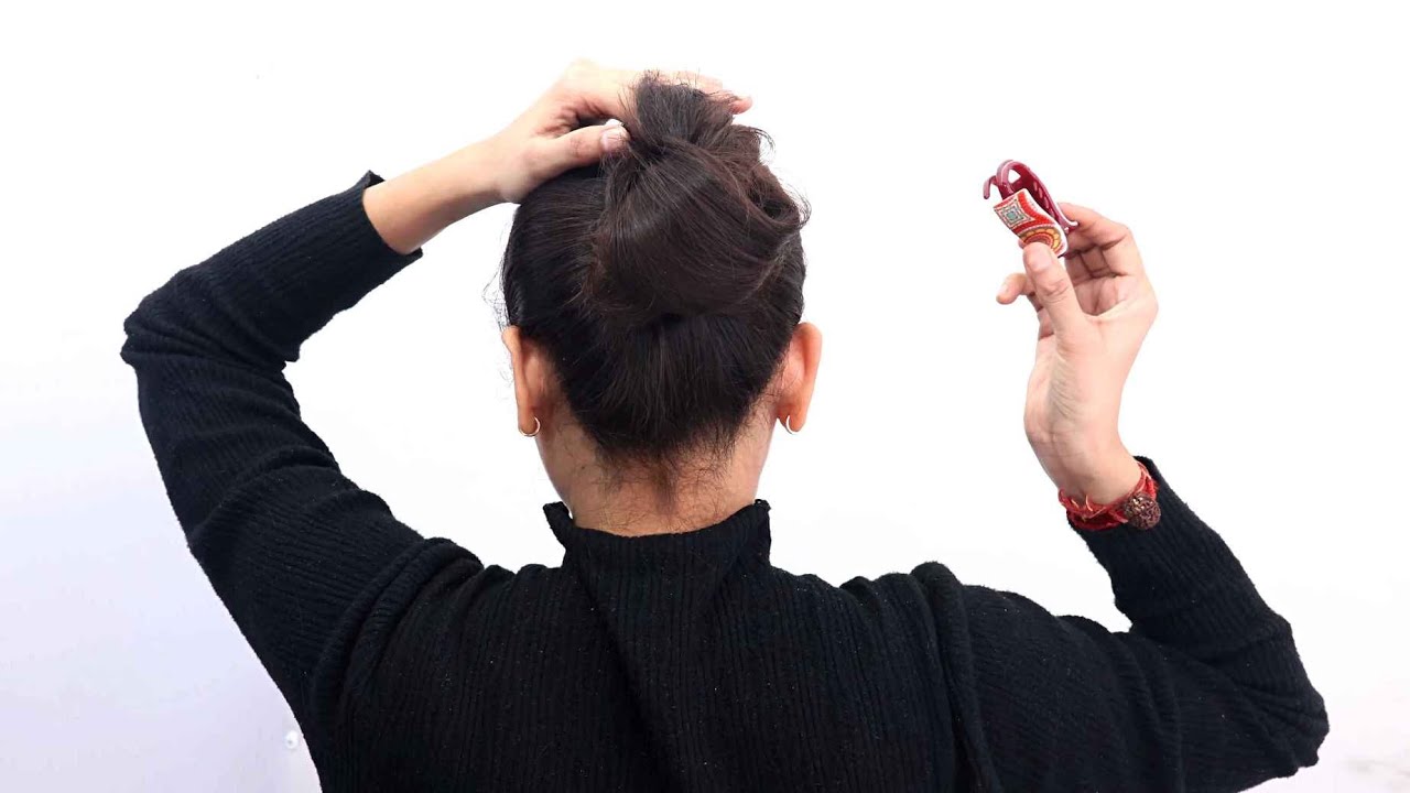 Simple & Quick Clutcher Juda Hairstyle | Easy Self Hair Hairstyle ...