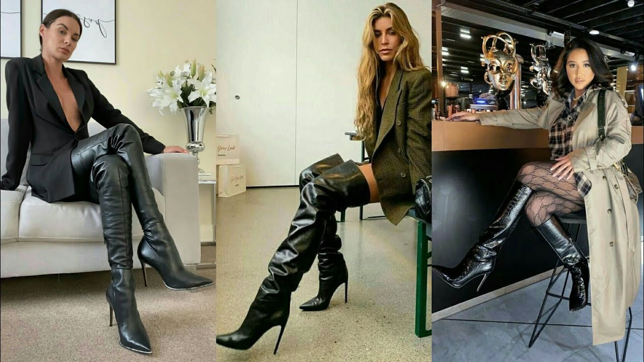 fantastic and most demanding collection of leather long high heel boots ...
