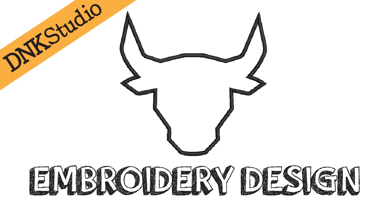 Outline Bull Head Embroidery Design - YouTube