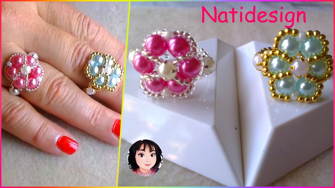 ANILLO ELEGANTE DE PERLAS Y MOSTACILLA😍😁- Tutorial- EASY PEARL RING ...